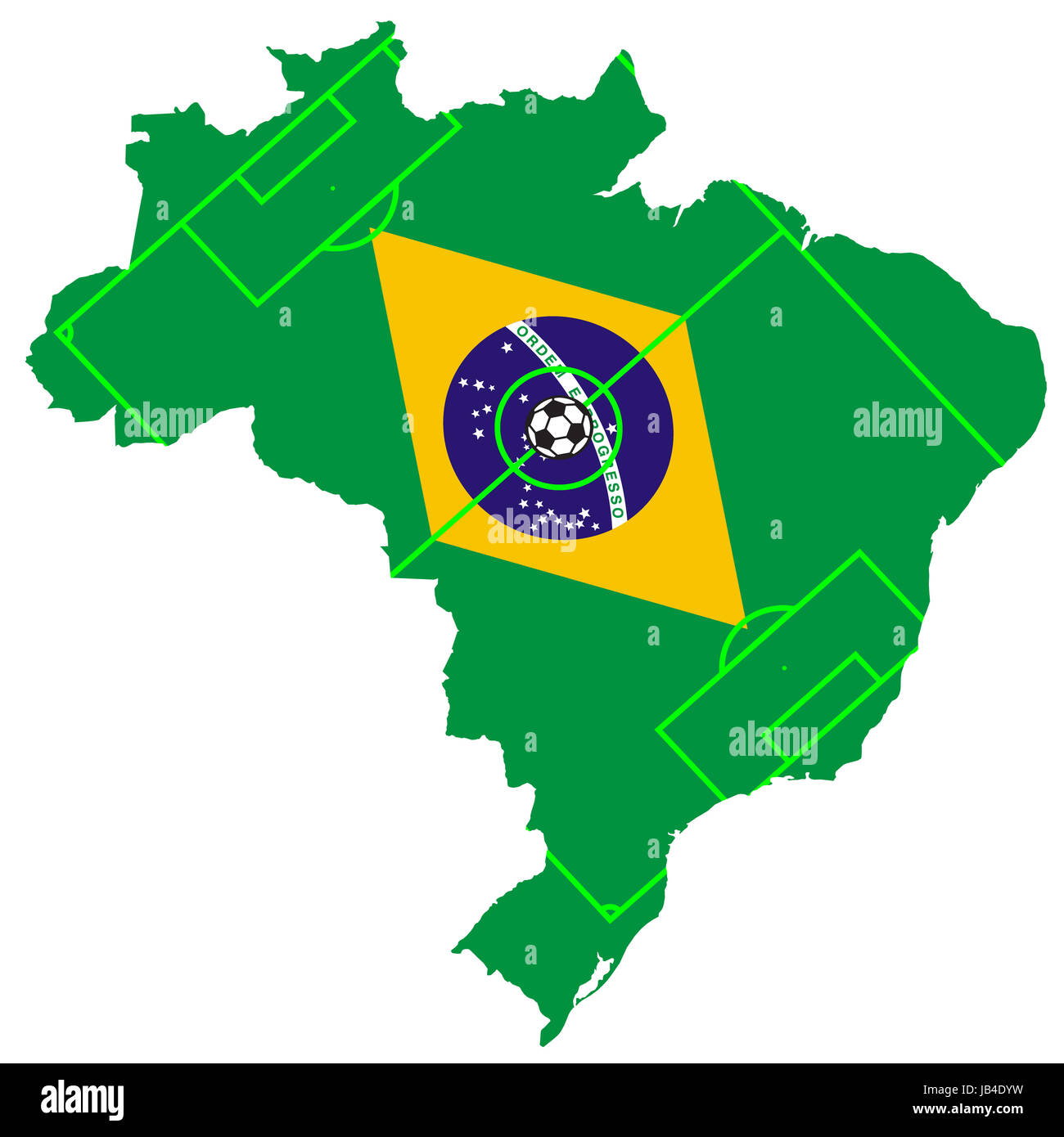 vector of soccer field with map and flag of Brazil Stock Photo - Alamy