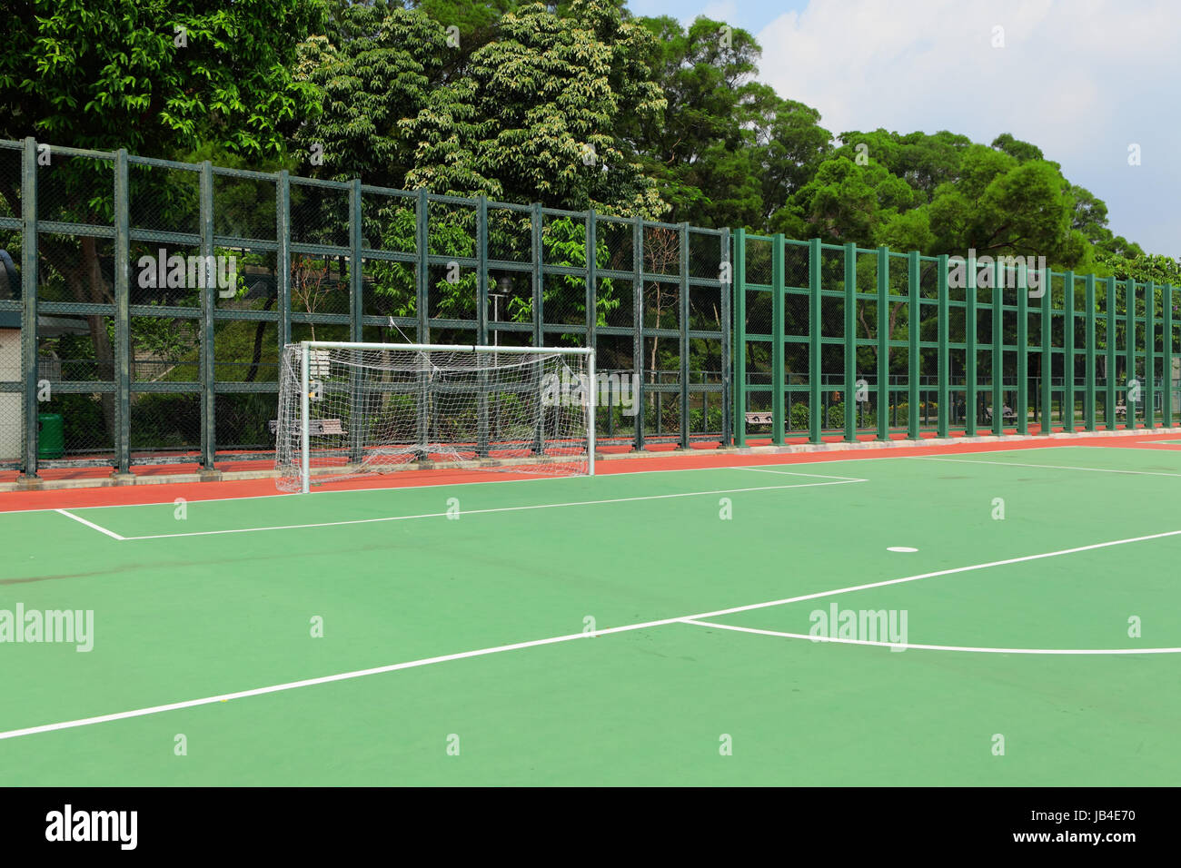 Soccer field and gate Stock Photo - Alamy
