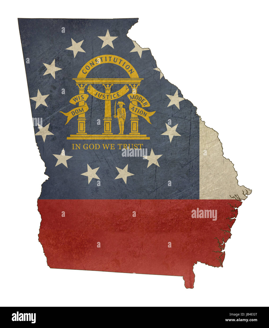 Grunge state of Georgia flag map isolated on a white background, U.S.A ...