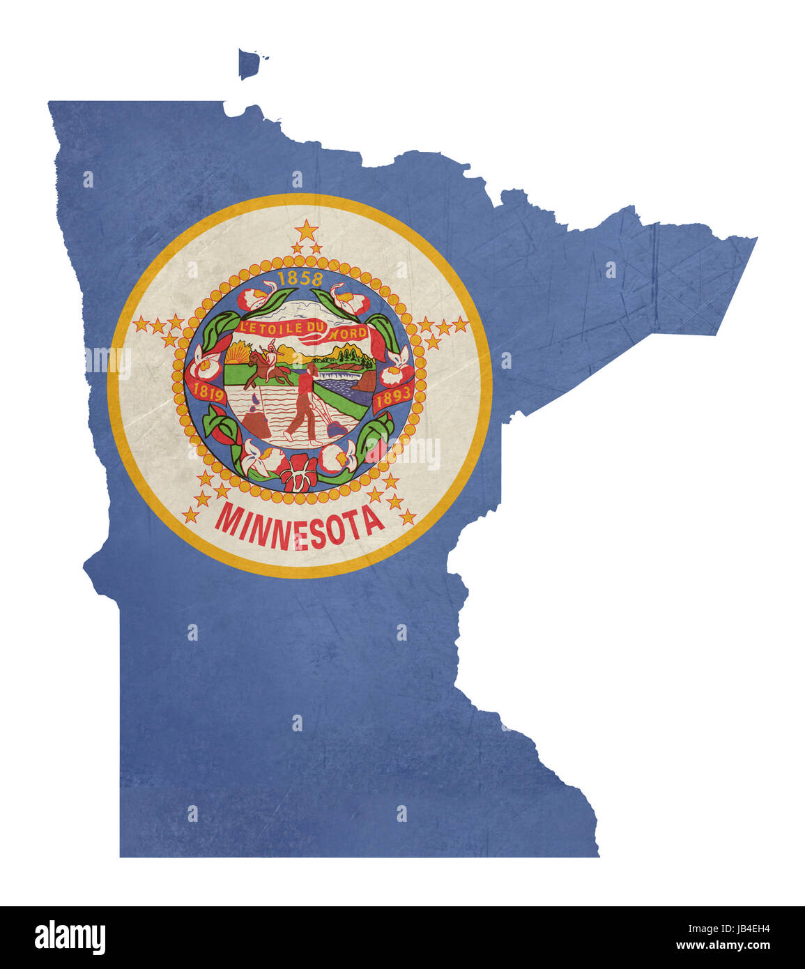 Grunge state of Minnesota flag map isolated on a white background, U.S ...