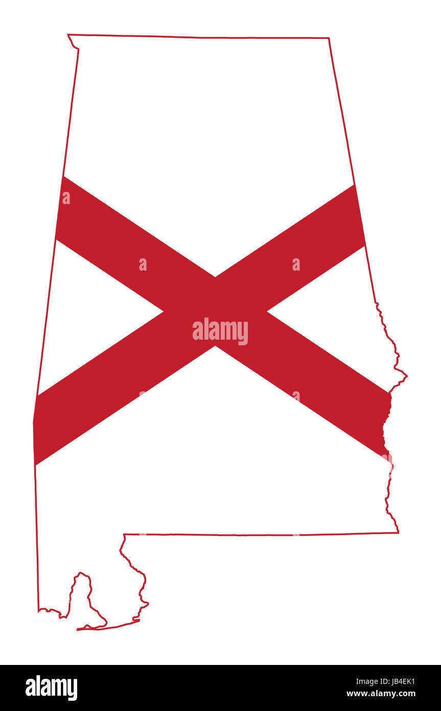 State of Alabama flag map isolated on a white background, U.S.A Stock ...