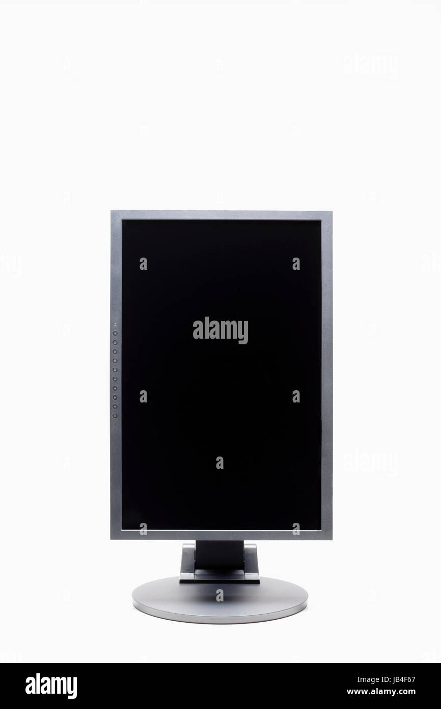 frontal view of lcd (liquid crystal) computer monitor isolated on white ...