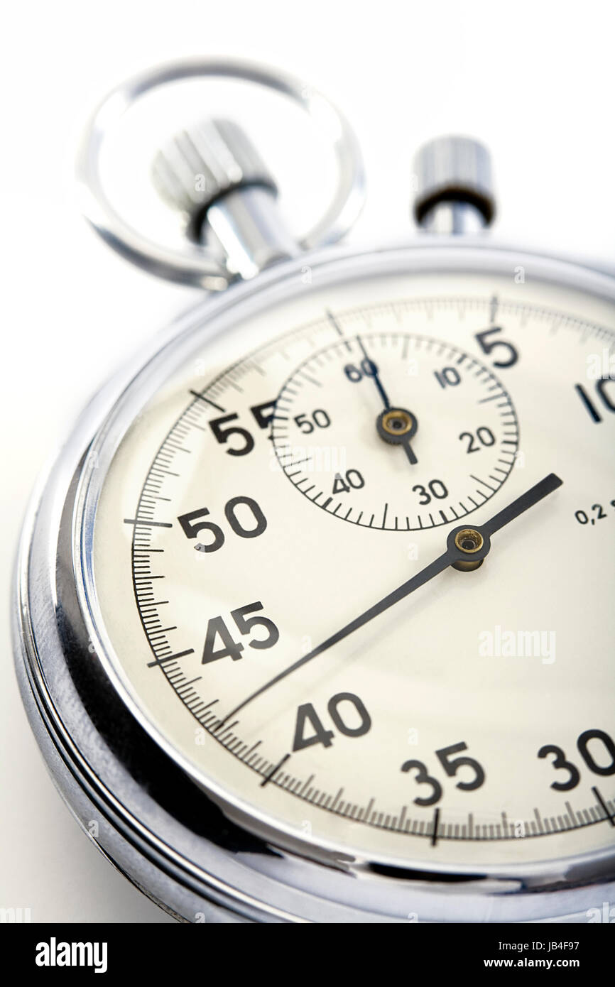 closeup o a stopwatch isolated on white background Stock Photo - Alamy