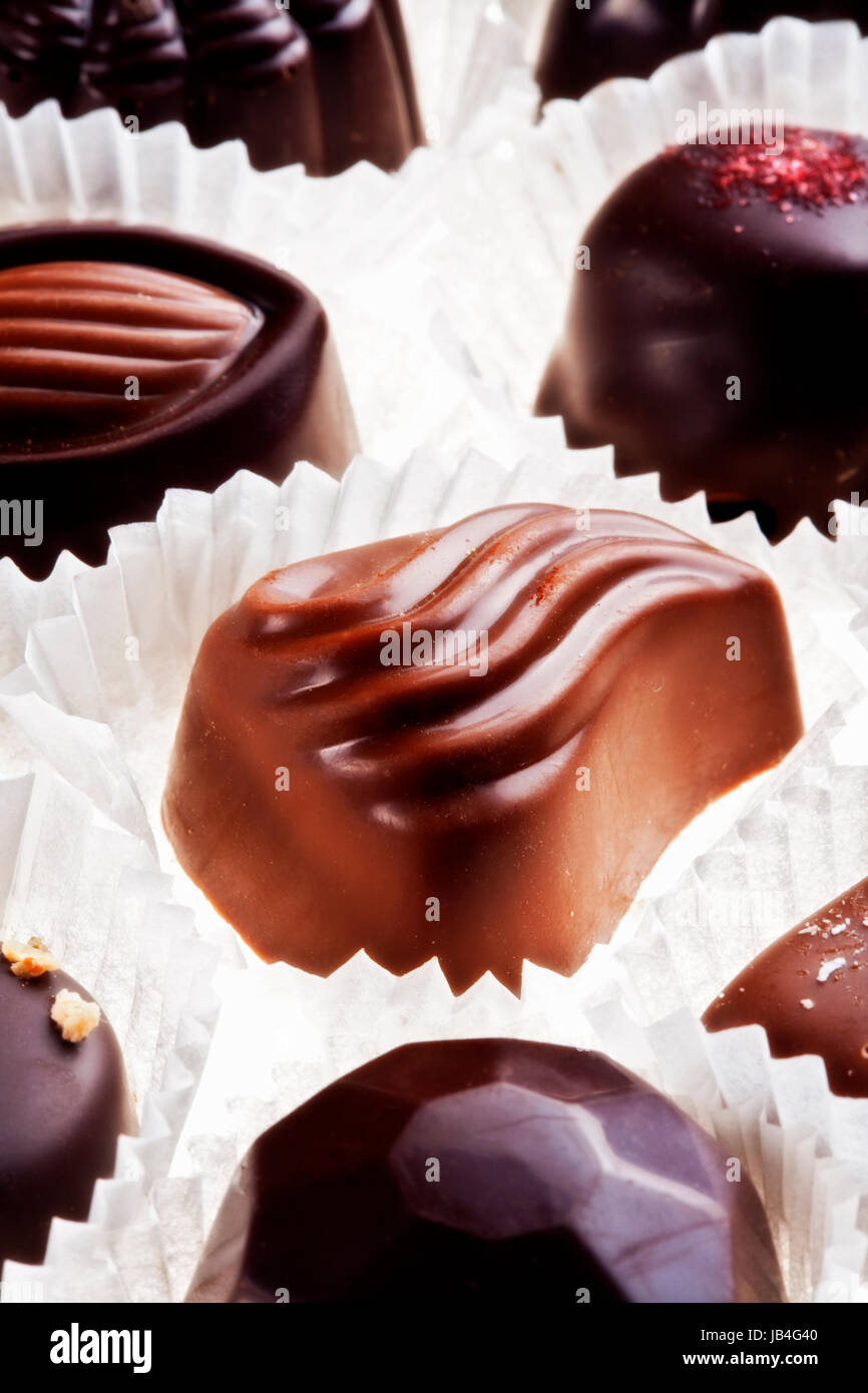 assortment of delicious dark chocolate belgian pralines Stock Photo - Alamy
