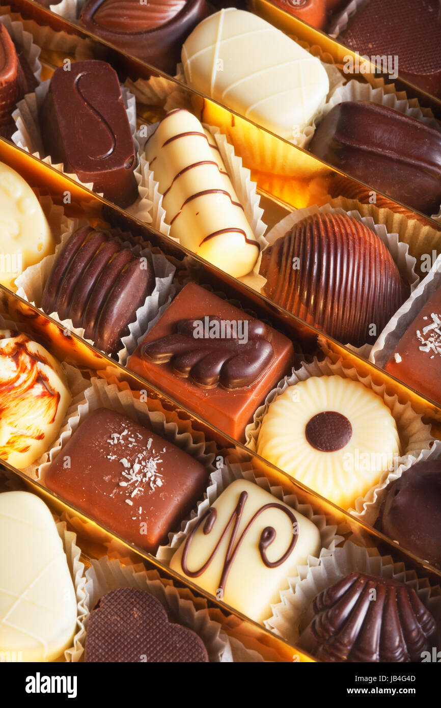assortment of delicious dark chocolate belgian pralines Stock Photo - Alamy