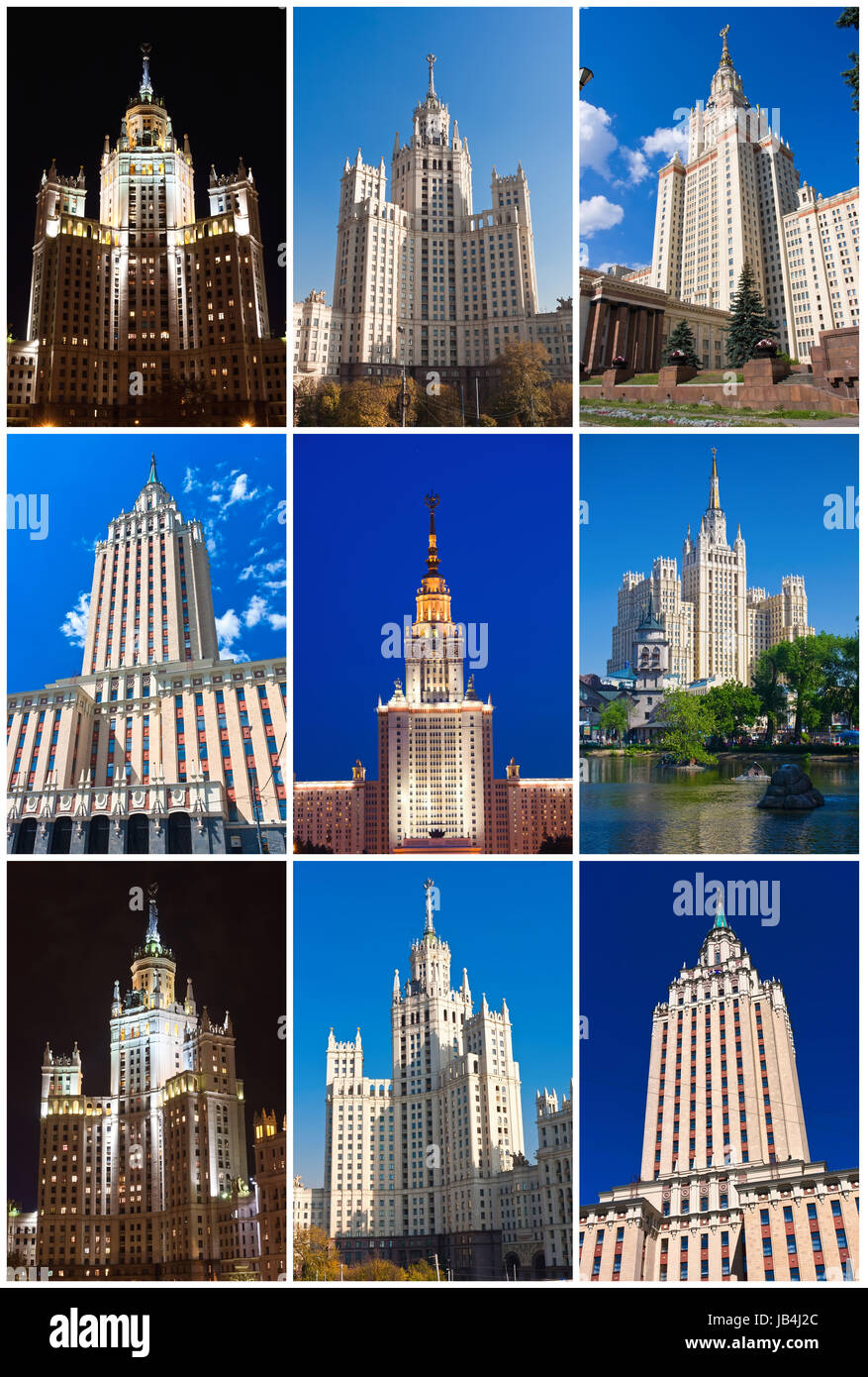 Beautiful views of old soviet skyscrapers, Moscow, Russia Stock Photo ...