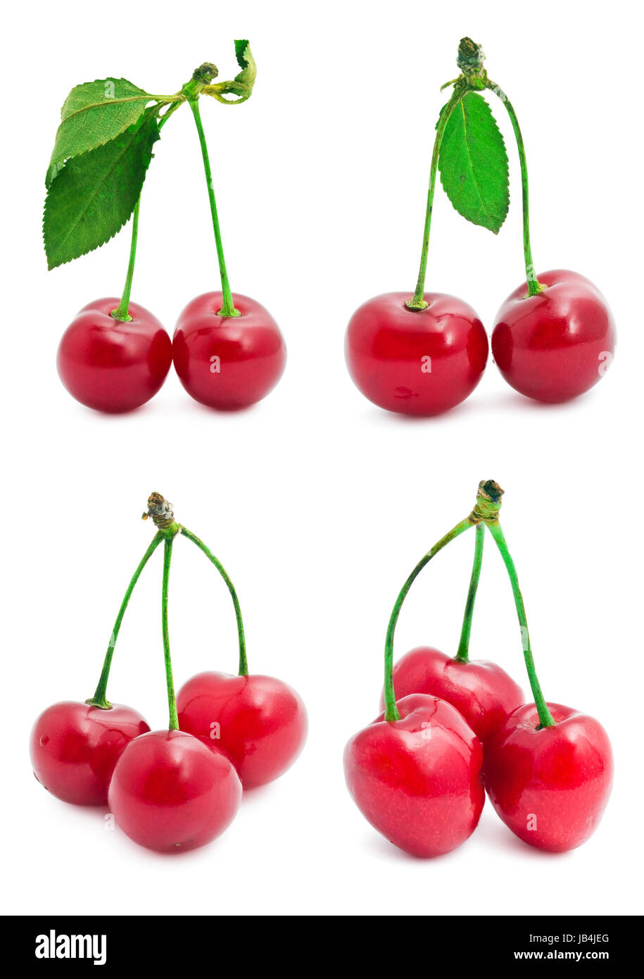 Collection of beautiful red cherry isolated on white background Stock ...