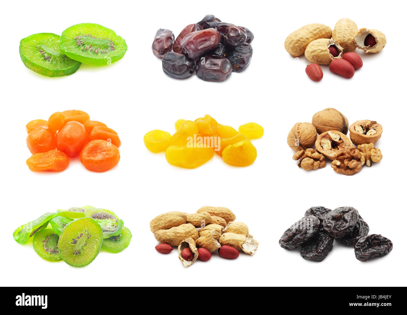 Collection of dried fruits isolated on white background Stock Photo - Alamy