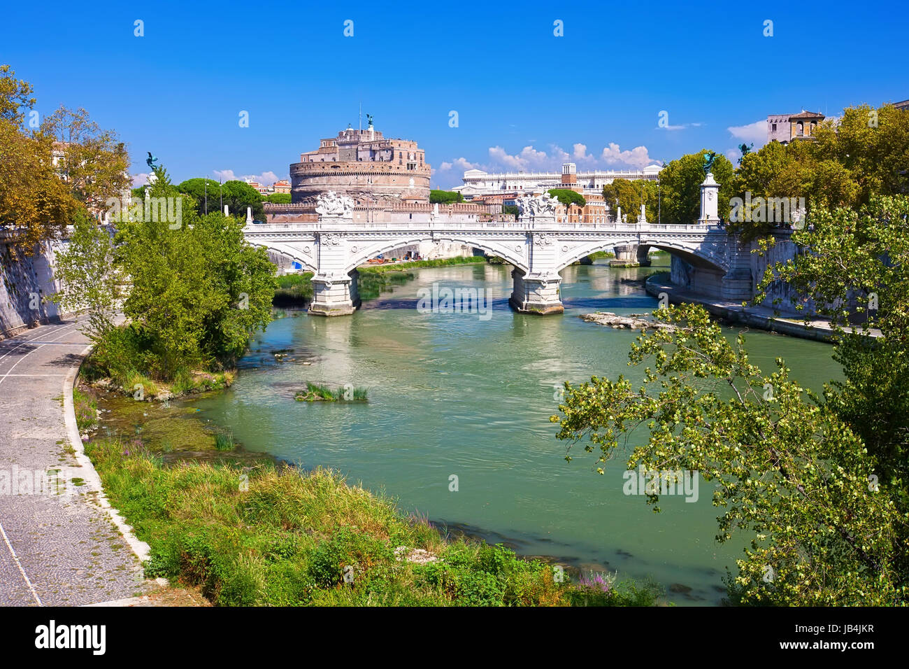 Famous Saint Angel castle and bridge over Tiber river in Rome, Italy Stock Photo - Alamy