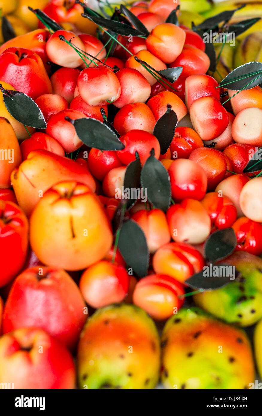 marzipan shaped into fruits. shallow depth of field Stock Photo - Alamy