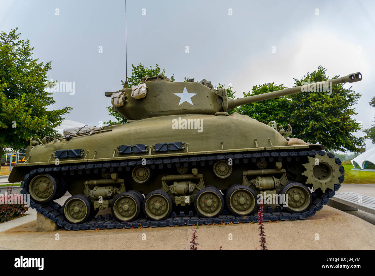 sherman tank outside a museum in normandy Stock Photo - Alamy