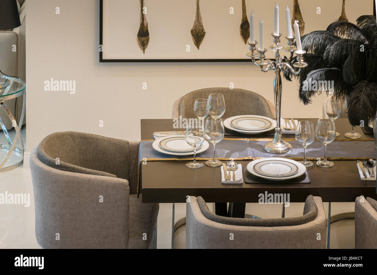 dining table and comfortable chairs in modern home with elegant table ...