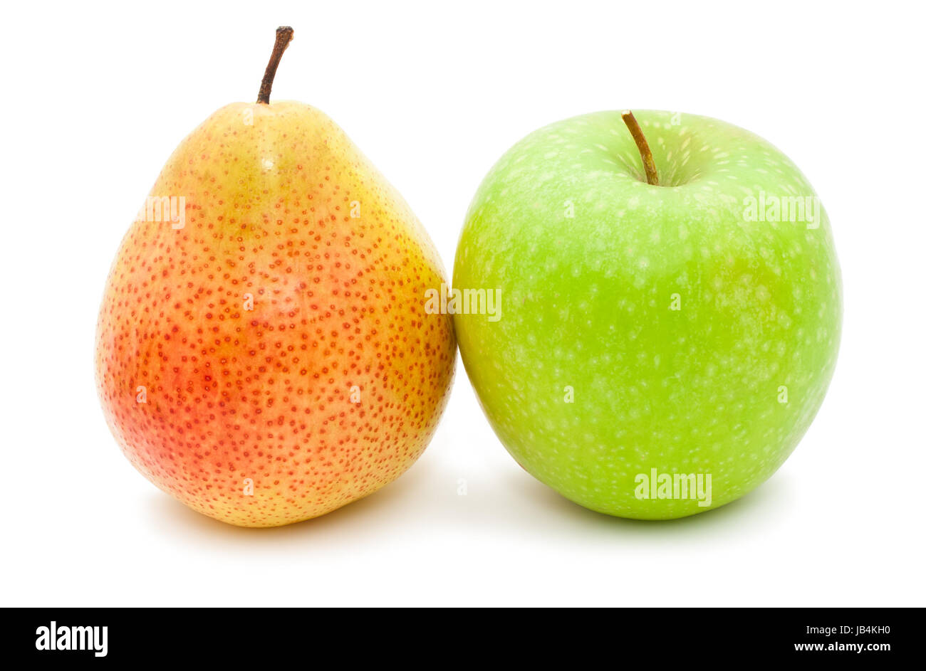 Fresh ripe pear and apple isolated on white background Stock Photo - Alamy