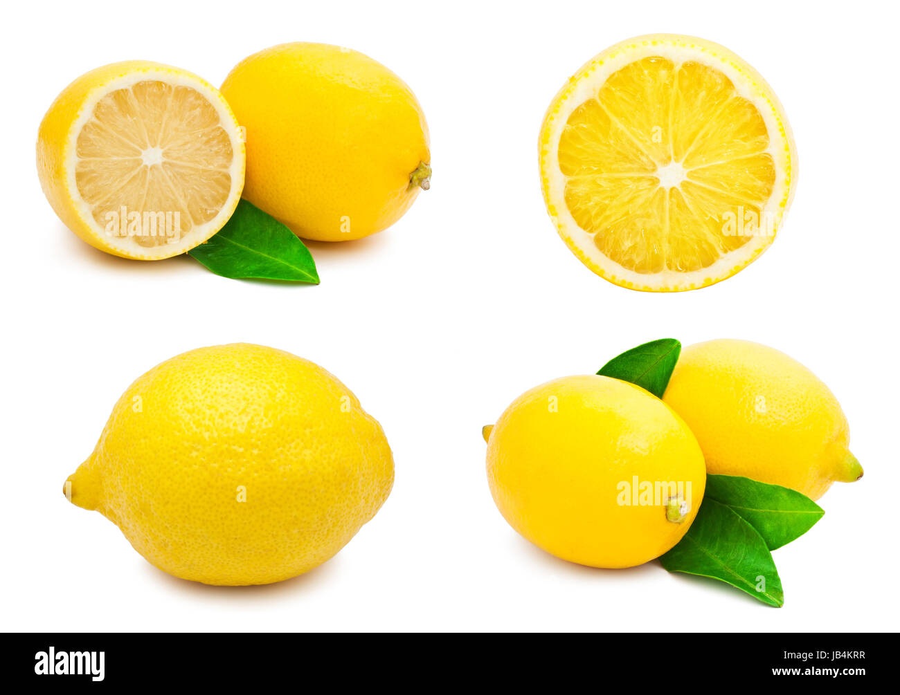 Collection of fresh tasty lemons isolated on white background Stock ...