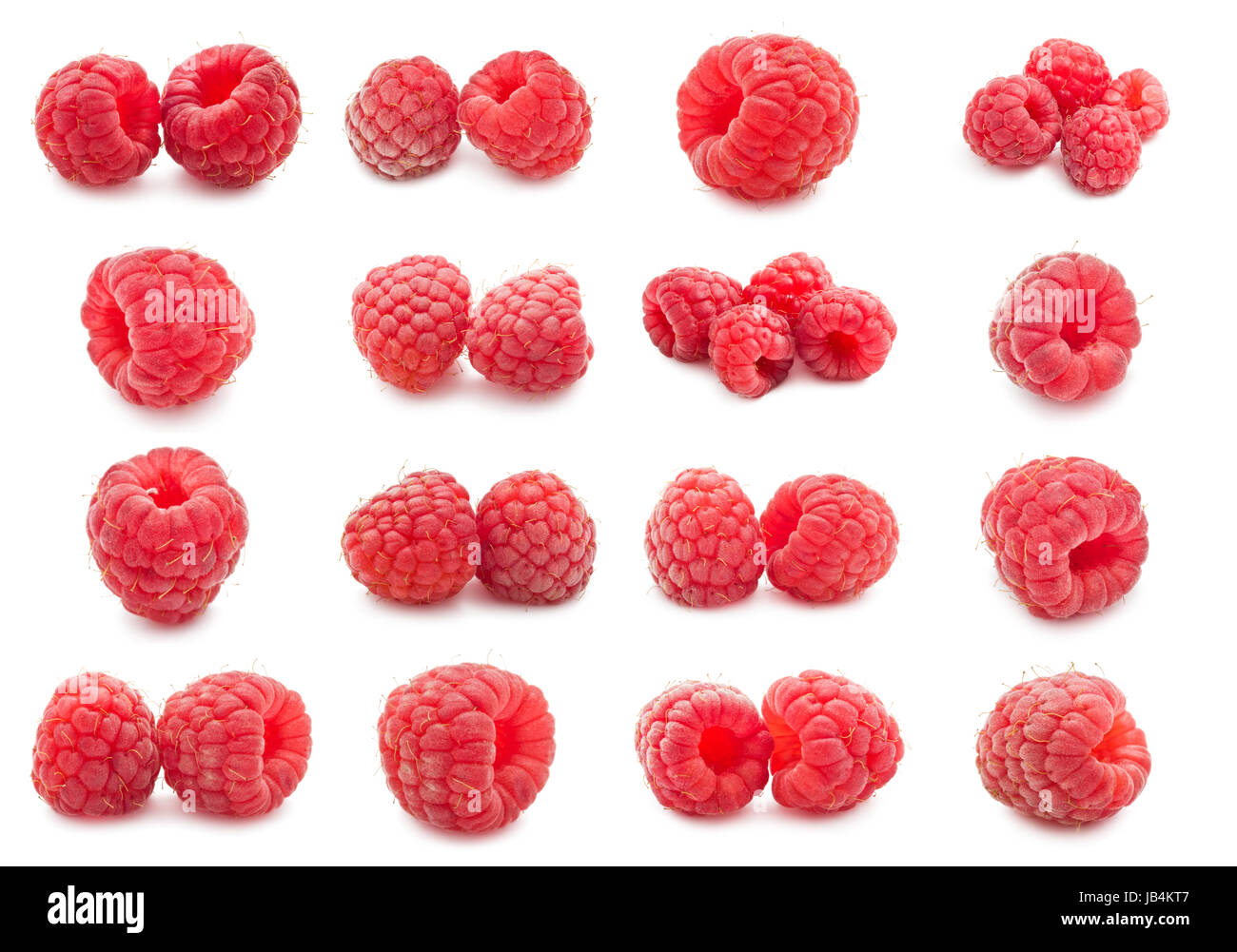 Collection of ripe red raspberries isolated on white background Stock ...
