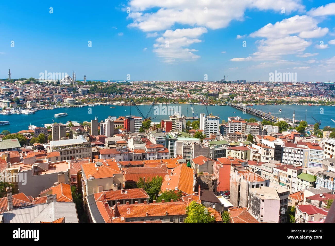 Panoramic view of Golden Horn from Galata tower, Istanbul, Turkey Stock ...
