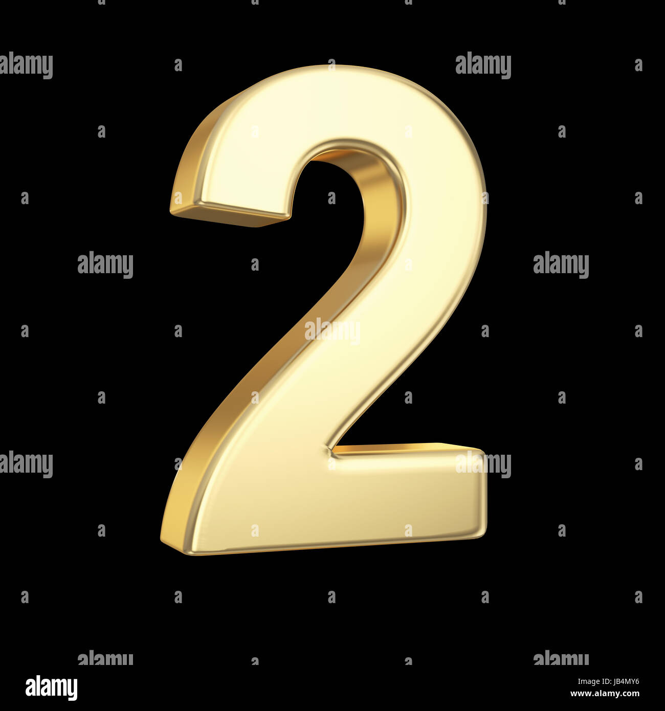 Number two - golden number isolated on black with clipping path Stock ...