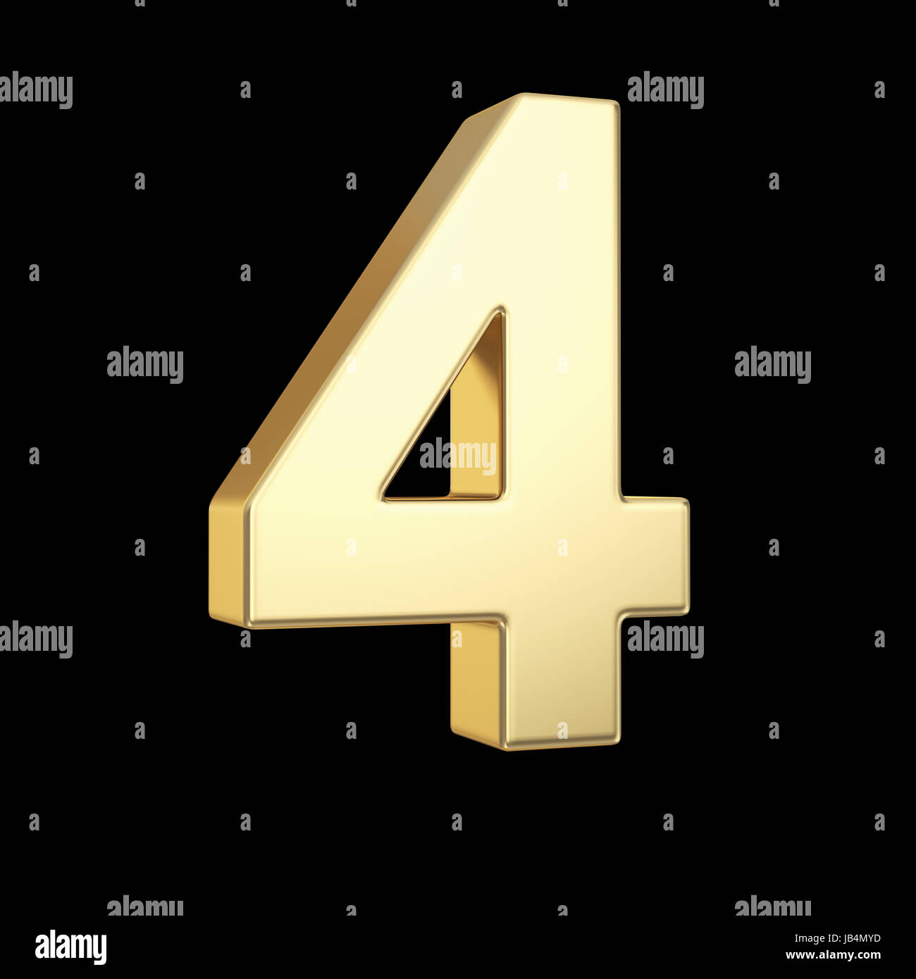 Number four - golden number isolated on black with clipping path Stock ...