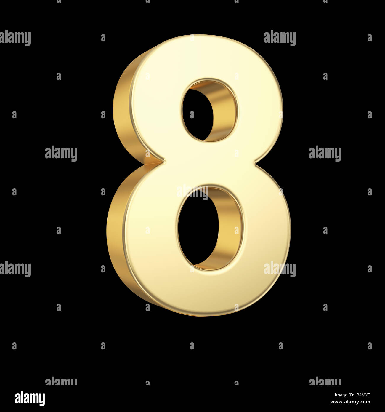 Number eight - golden number isolated on black with clipping path Stock ...
