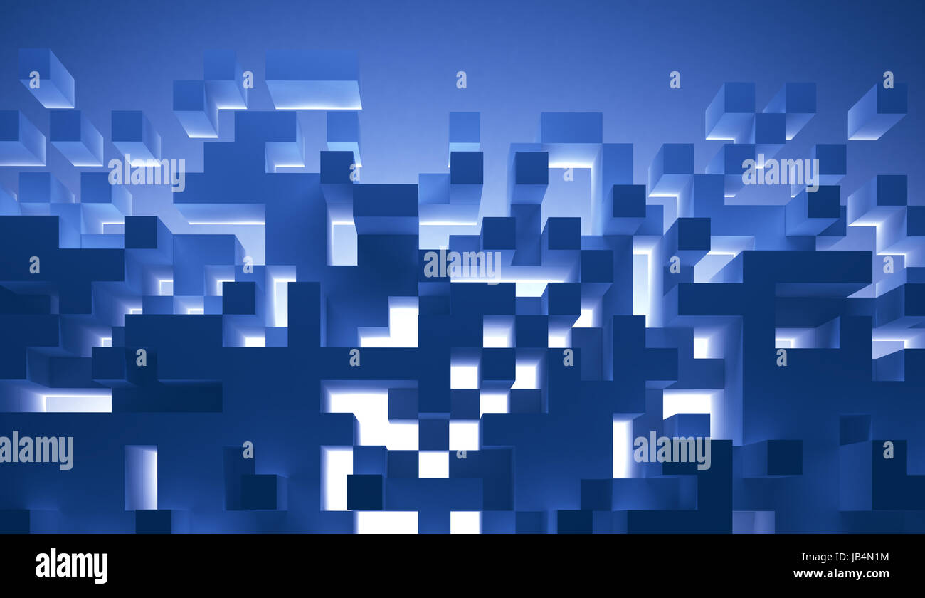 Abstract blue box design background render Stock Photo - Alamy