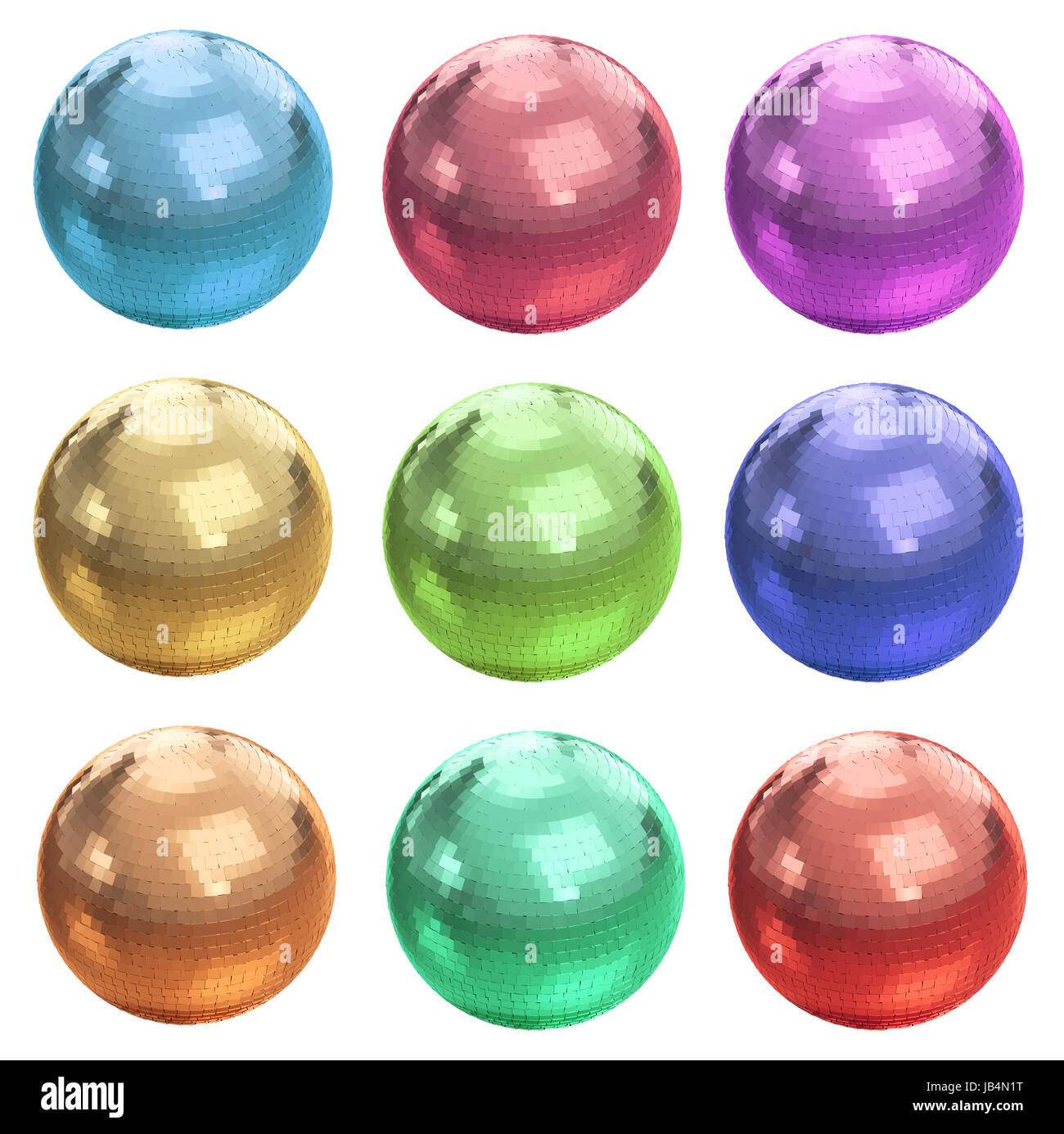 Set of colorful disco balls isolated on white with clipping path Stock ...