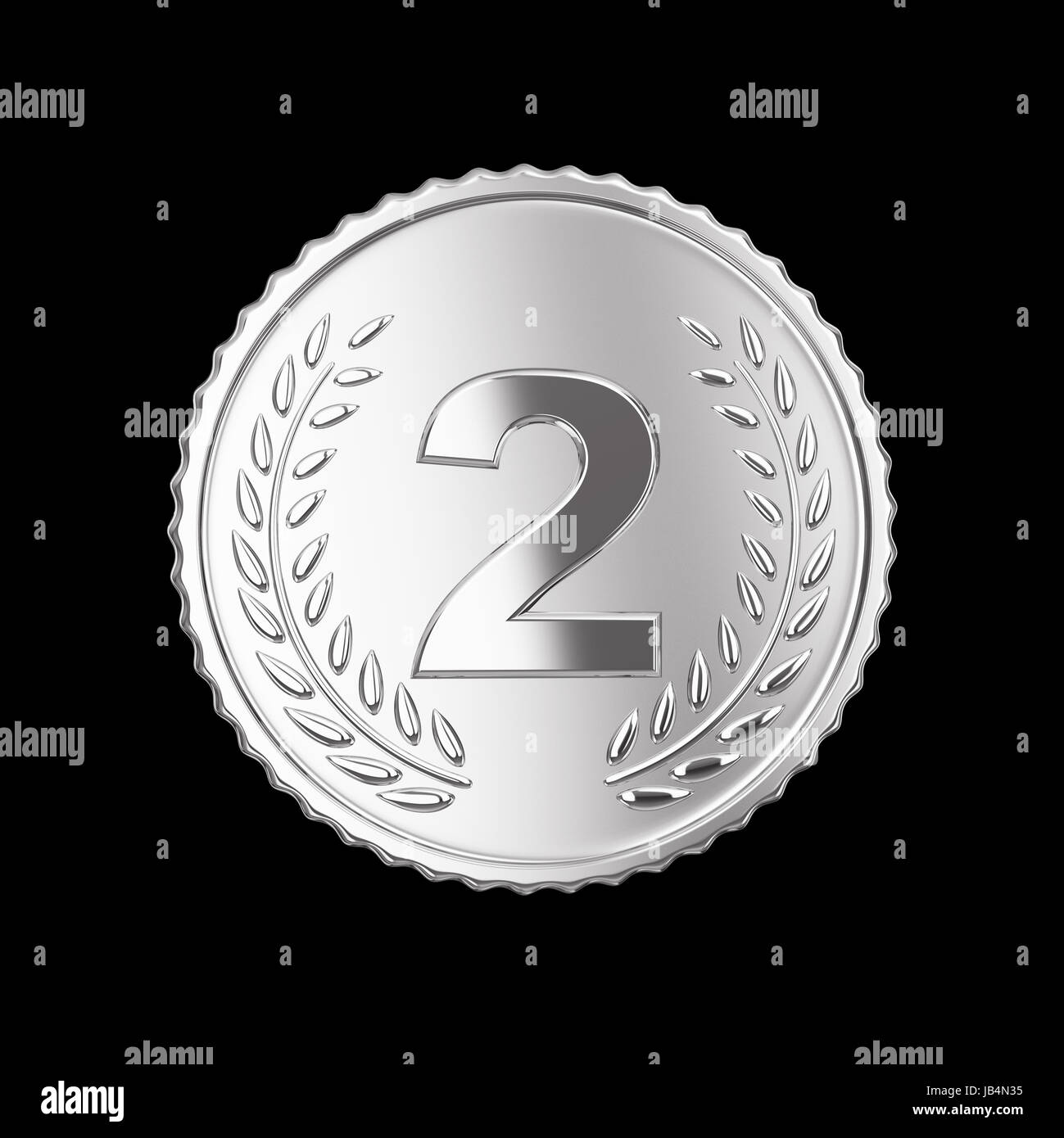 Silver medal on black isolated with clipping path Stock Photo - Alamy