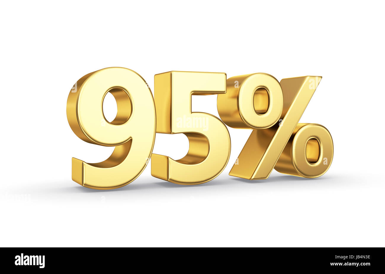 95 golden percent symbol isolated on white with clipping path Stock ...