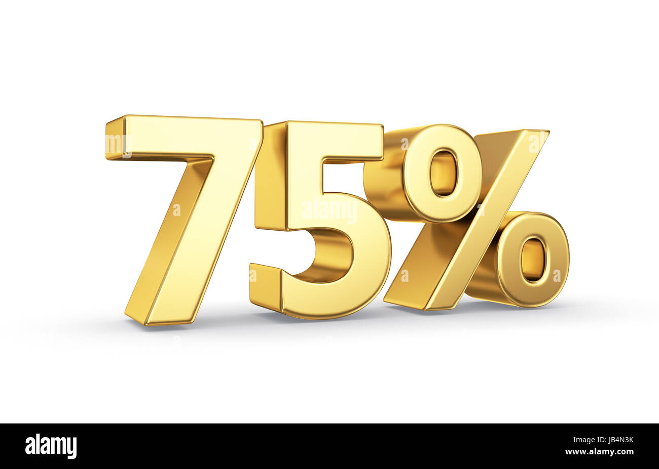 75 golden percent symbol isolated on white with clipping path Stock ...