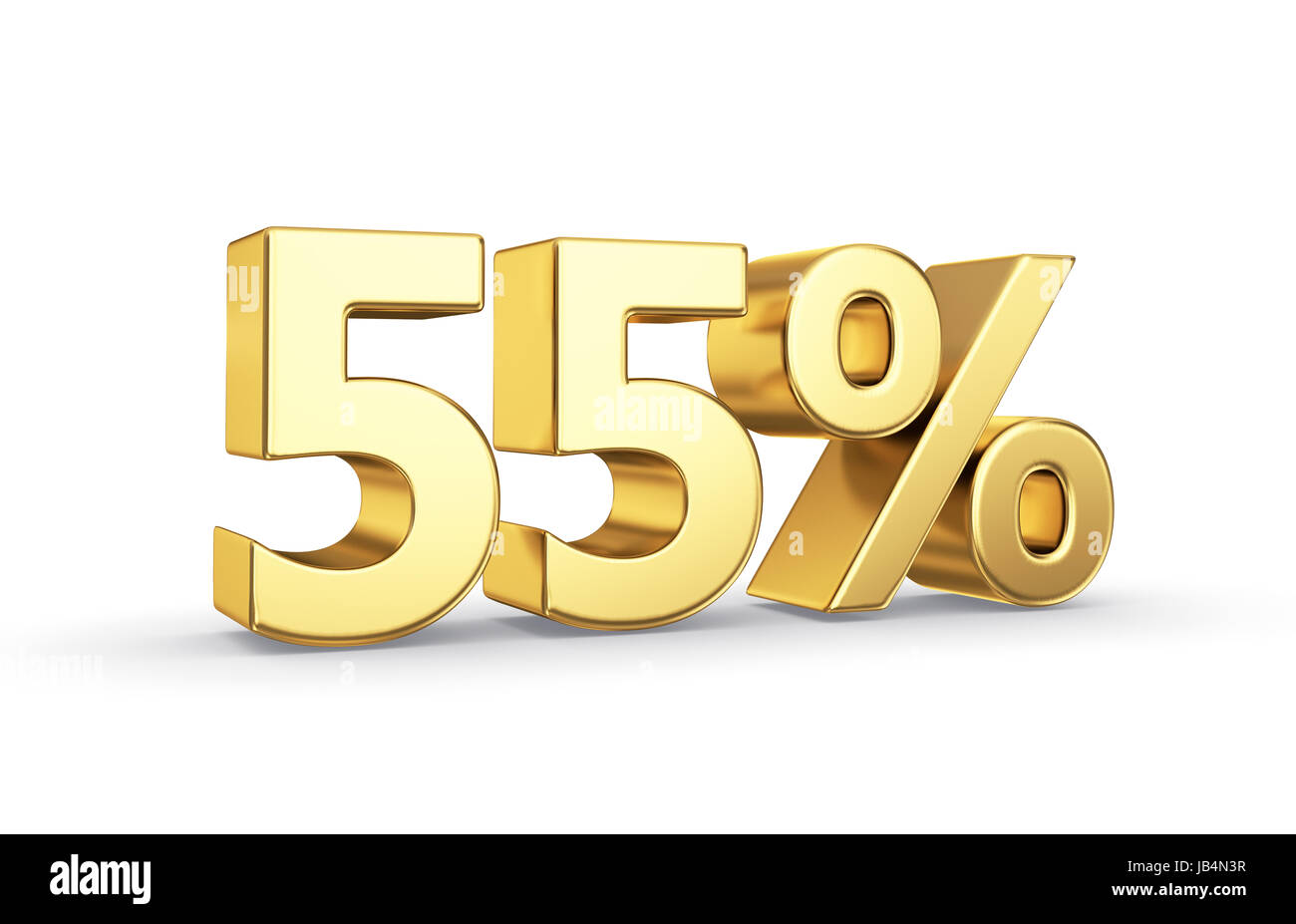 55 golden percent symbol isolated on white with clipping path Stock ...
