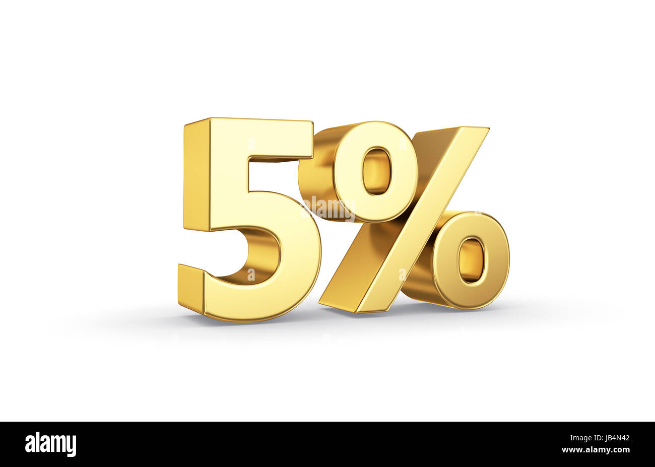 5 golden percent symbol isolated on white with clipping path Stock ...