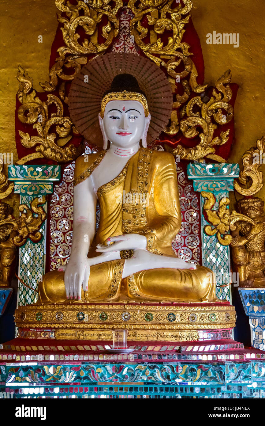 Myanmar white Buddha Image Statue in Buddhist temple of Dawei, Myanmar ...