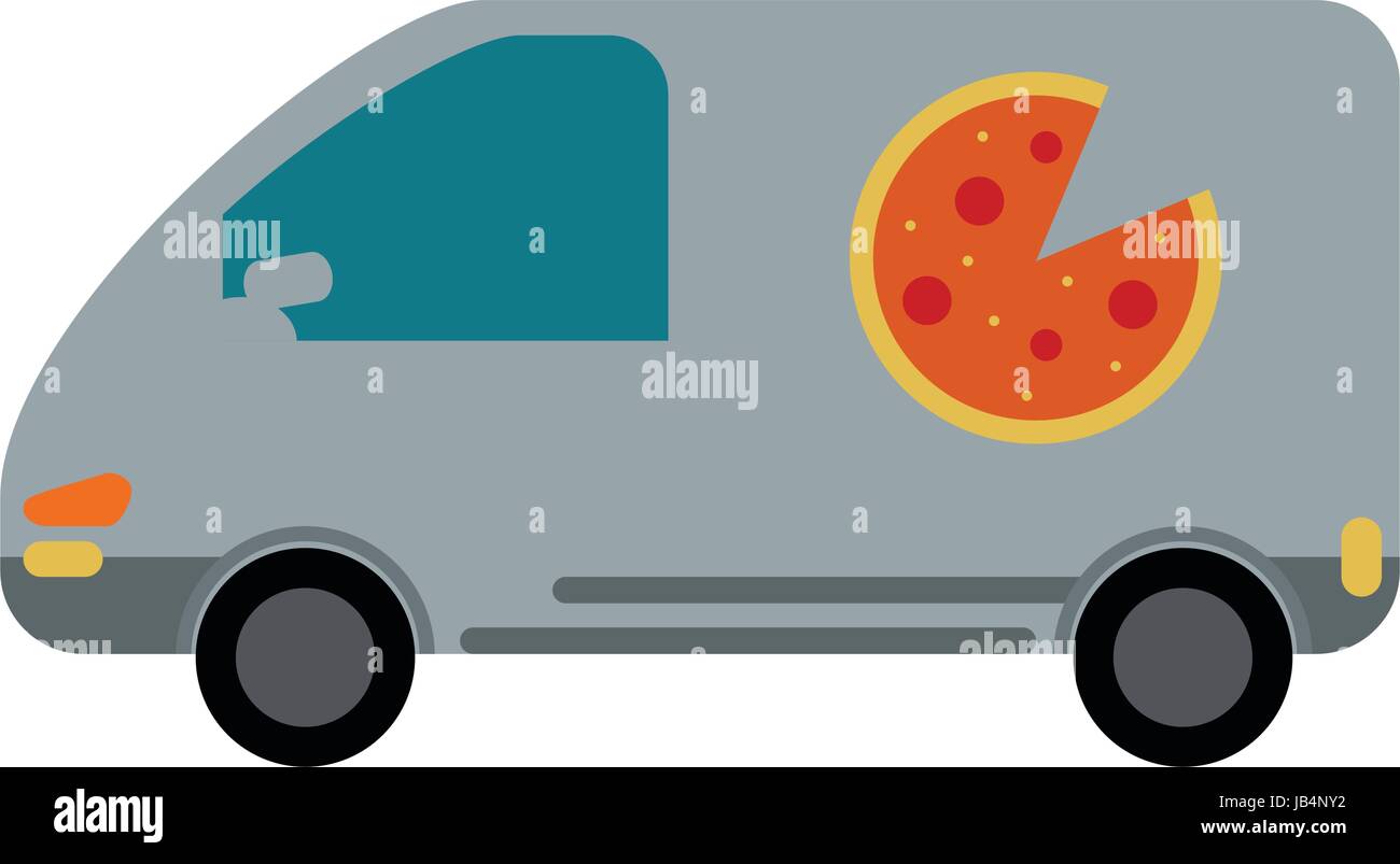 pizza car flat illustration Stock Vector Image & Art - Alamy