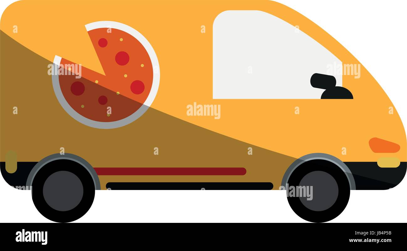 pizza car flat illustration shadow Stock Vector Image & Art - Alamy