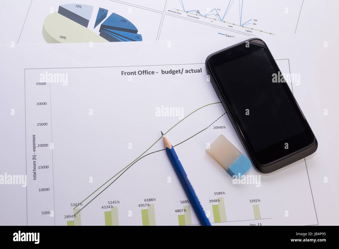 chart with cellphone Stock Photo - Alamy