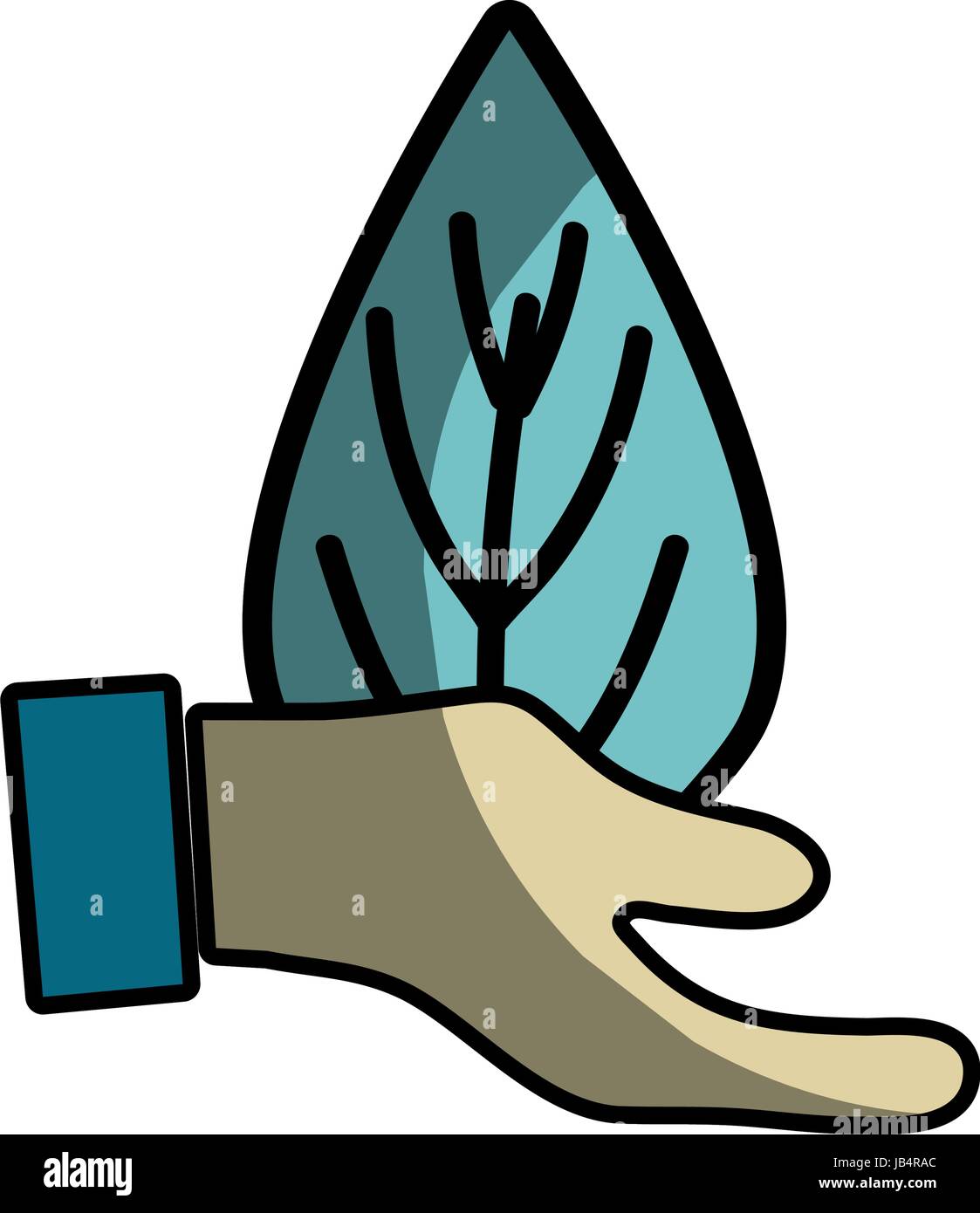 hand with leaf to environment care sign Stock Vector Image & Art - Alamy