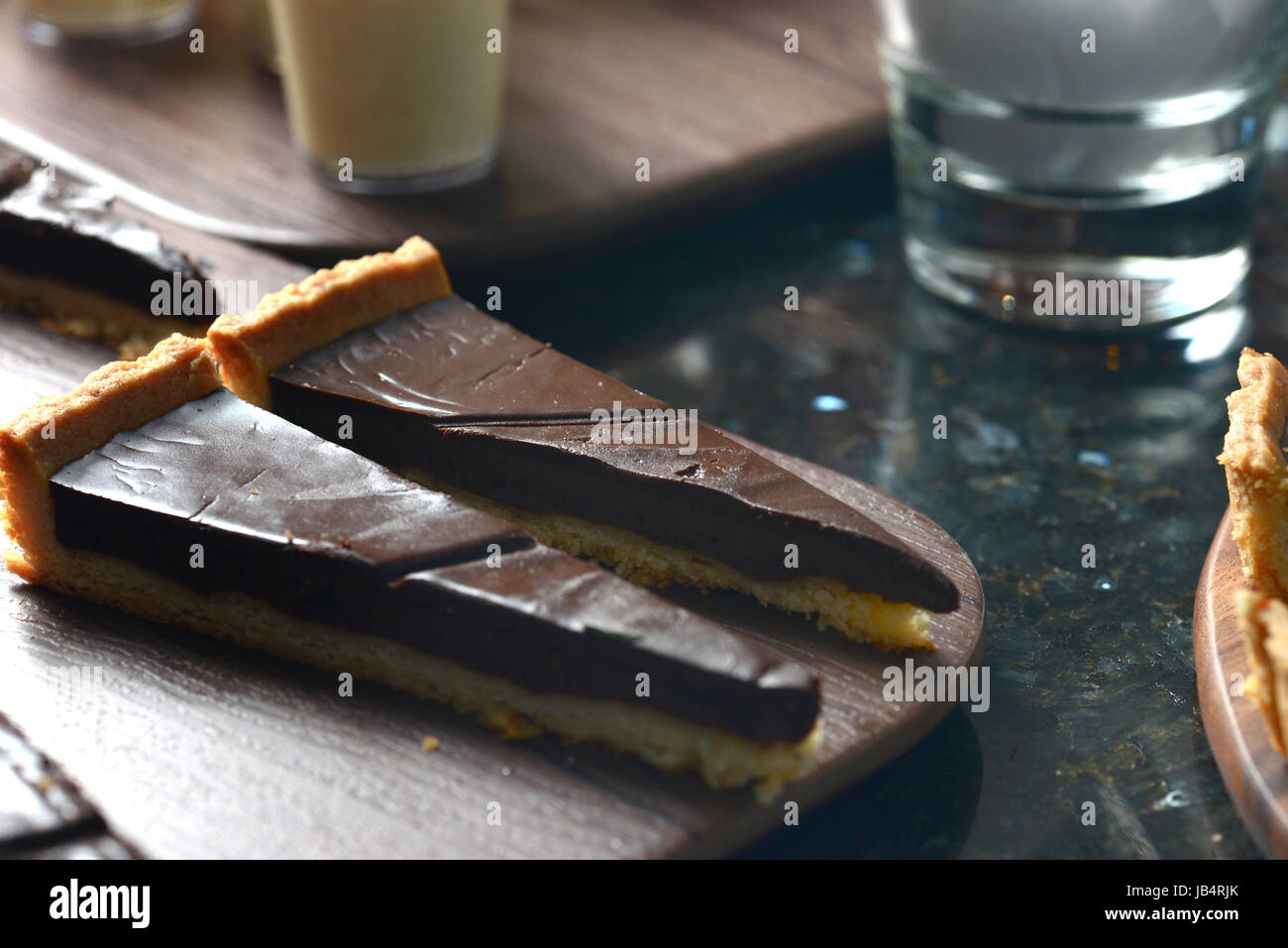 chocolate cake and panna cotta Stock Photo - Alamy