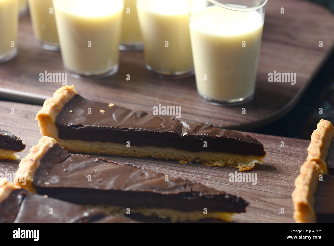 chocolate cake and panna cotta Stock Photo - Alamy