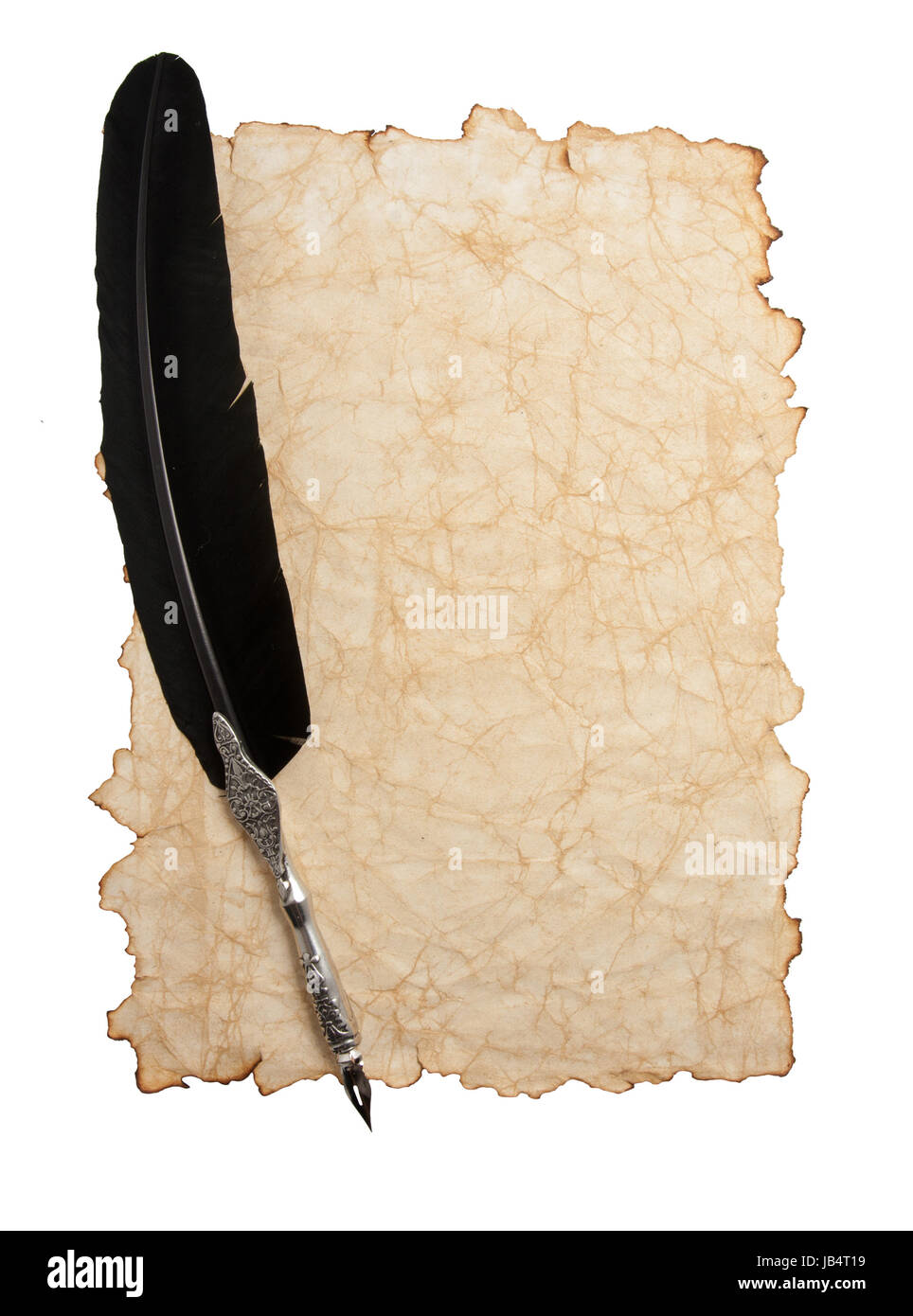 Old Paper With Feather Background