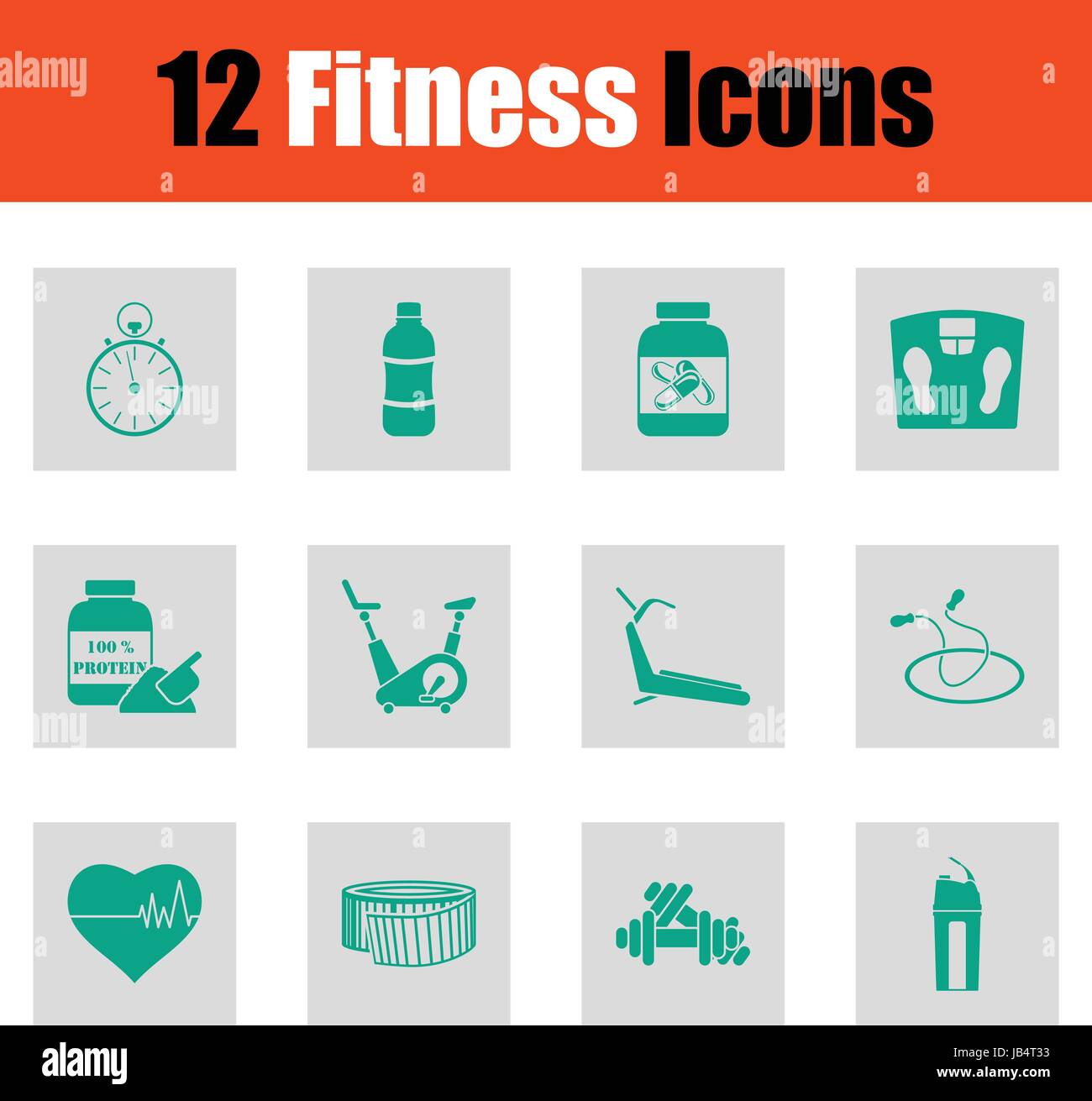 Fitness icon set. Green on gray design. Vector illustration Stock ...