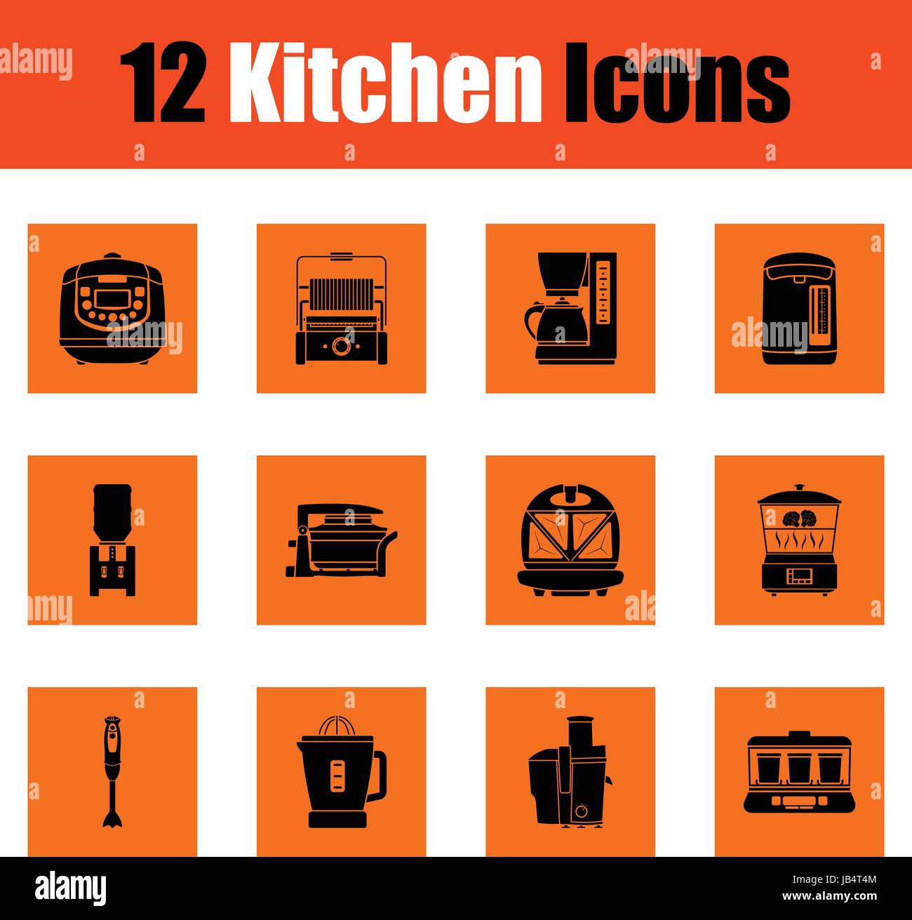 Kitchen icon set. Orange design. Vector illustration Stock Vector Image ...