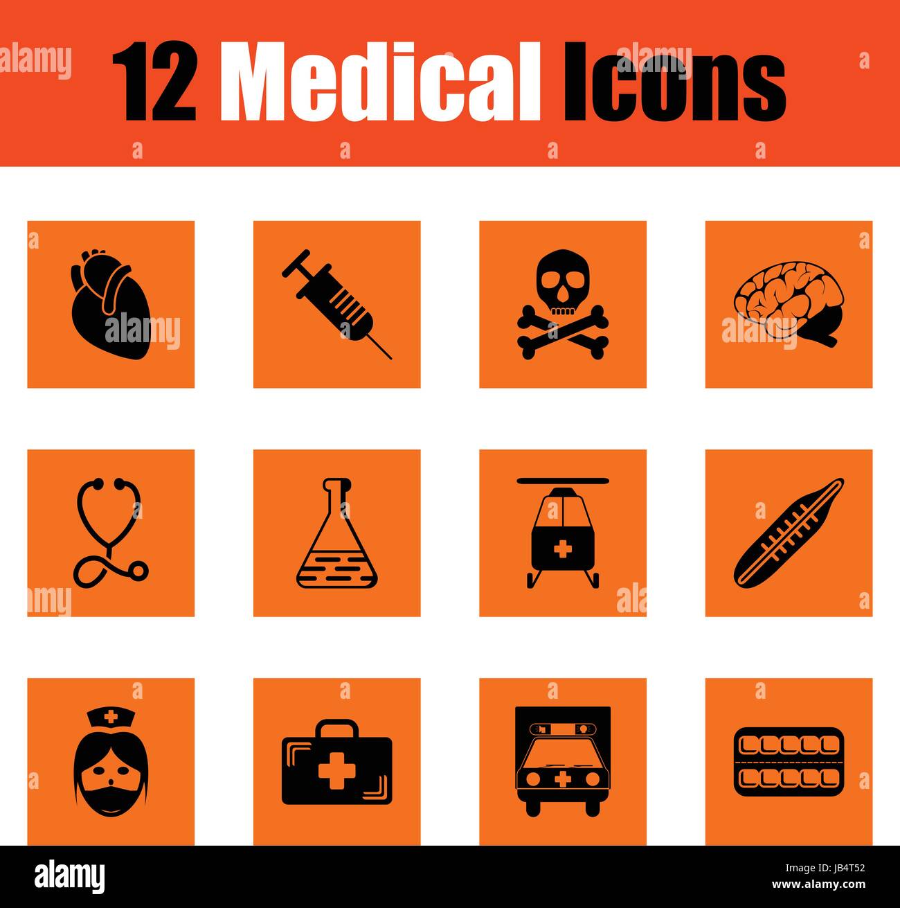 Medical icon set. Orange design. Vector illustration Stock Vector Image ...
