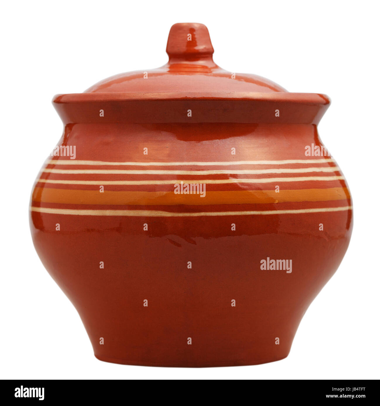 side view of closed earthenware pot isolated on white background Stock ...