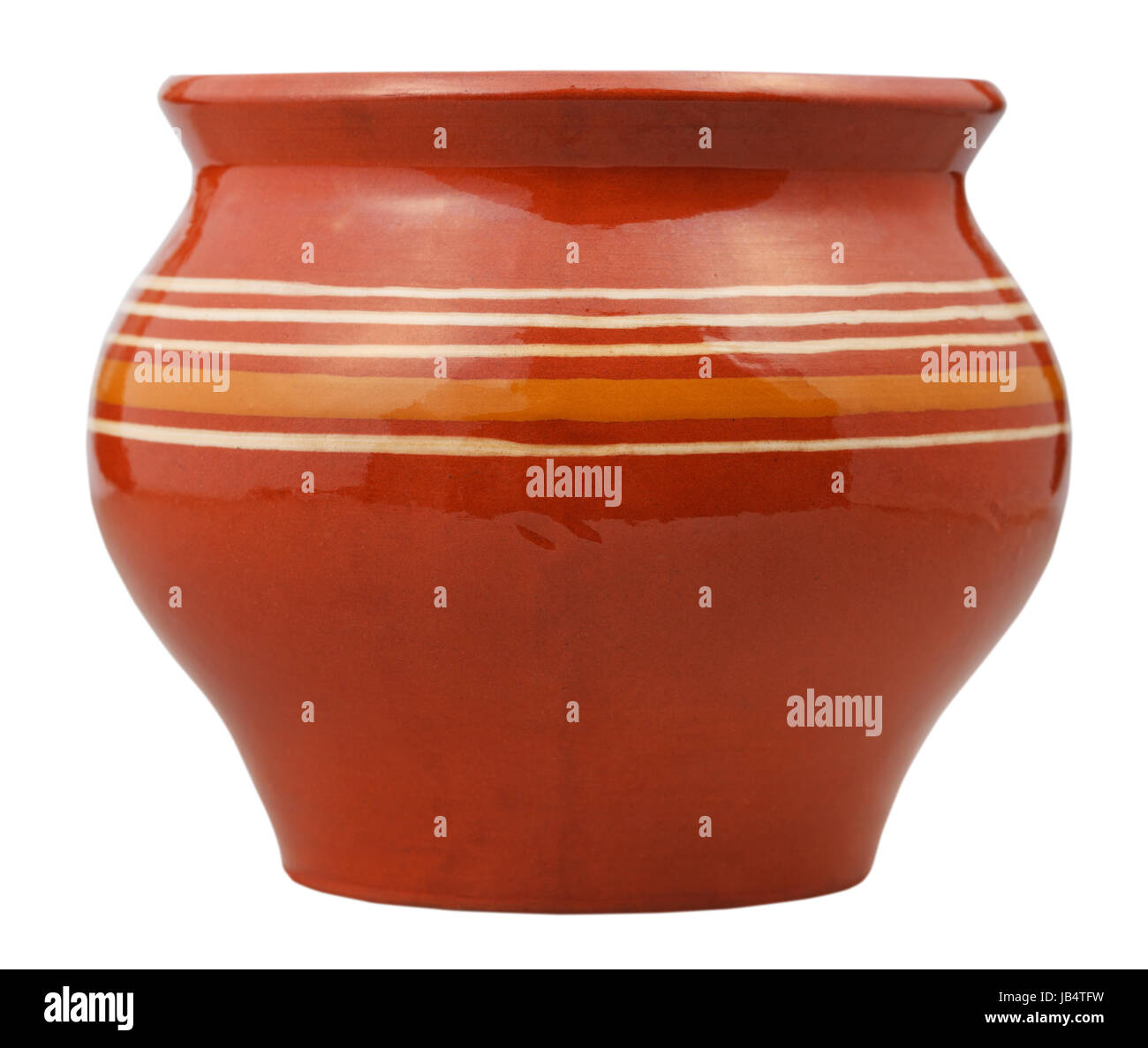 side view of open earthenware pot isolated on white background Stock ...