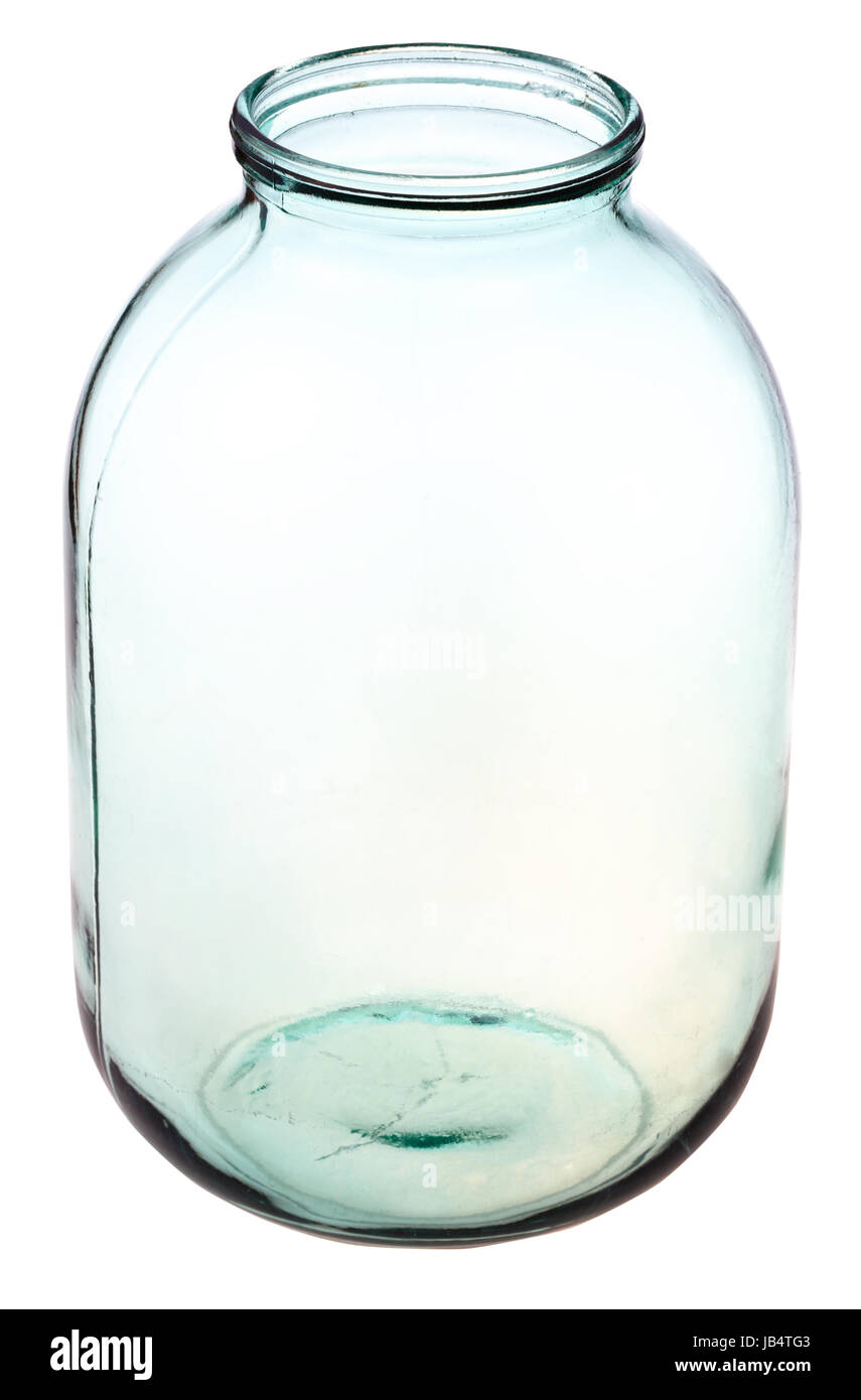 three-liter open glass jar isolated on white background Stock Photo - Alamy