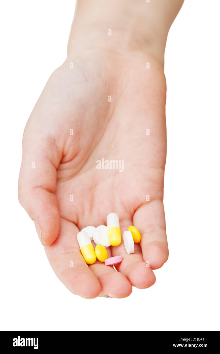 Tablets in patient arm isolated on white background Stock Photo - Alamy