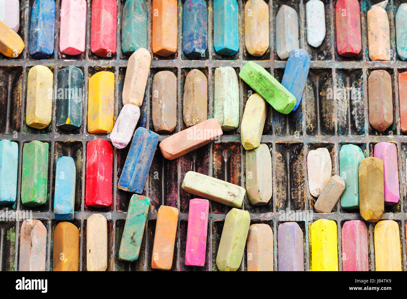 pack of many used artistic dry pastels close up Stock Photo - Alamy