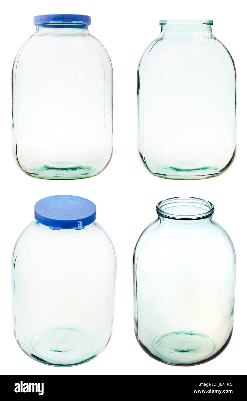set of three-liter glass jar isolated on white background Stock Photo ...