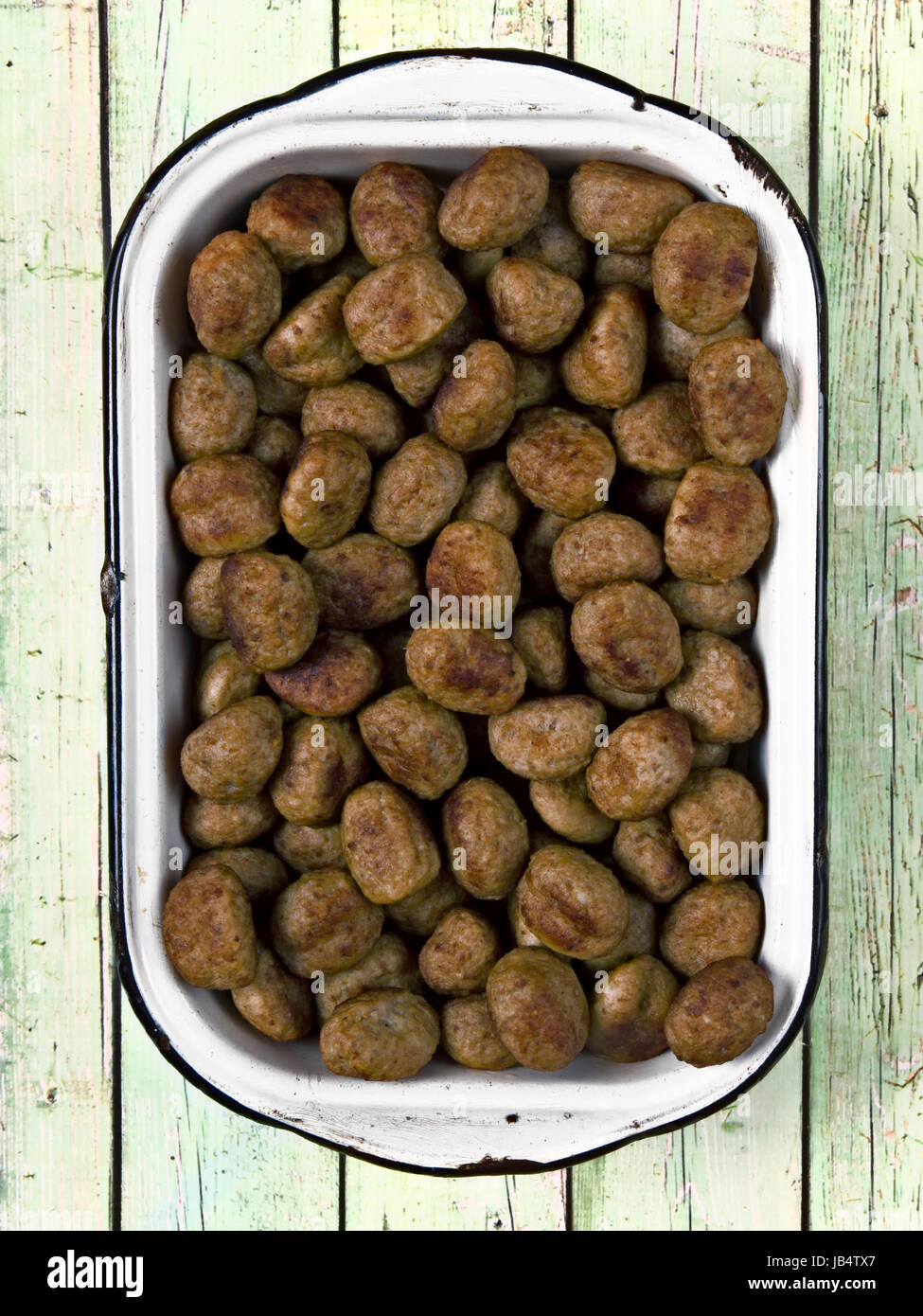 close up of a tray of rustic meatballs Stock Photo - Alamy