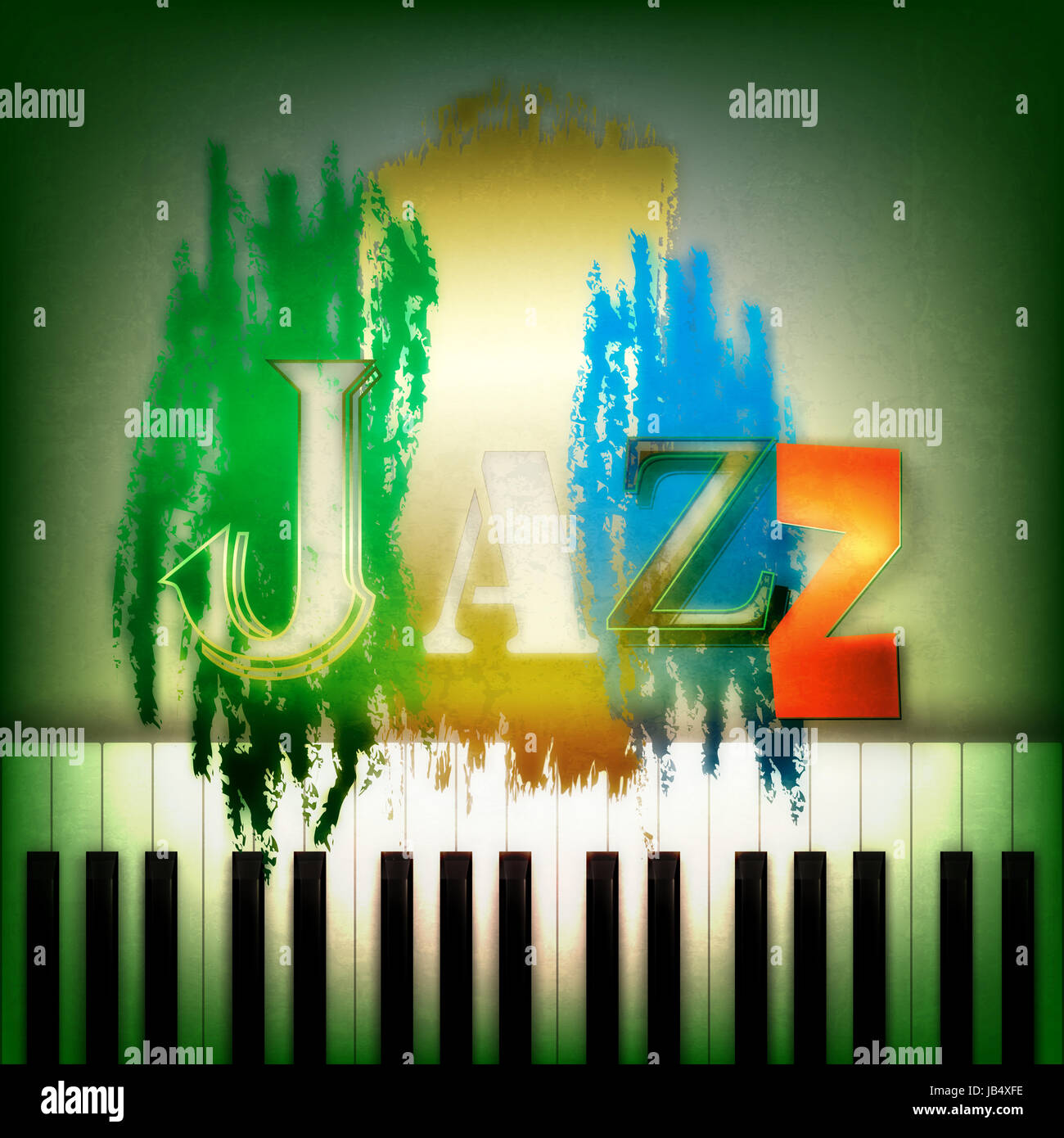 Abstract grunge green background with the word jazz and piano Stock ...