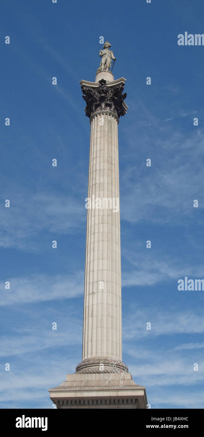 Nelson Column monument in Trafalgar Square London UK Stock Photo - Alamy